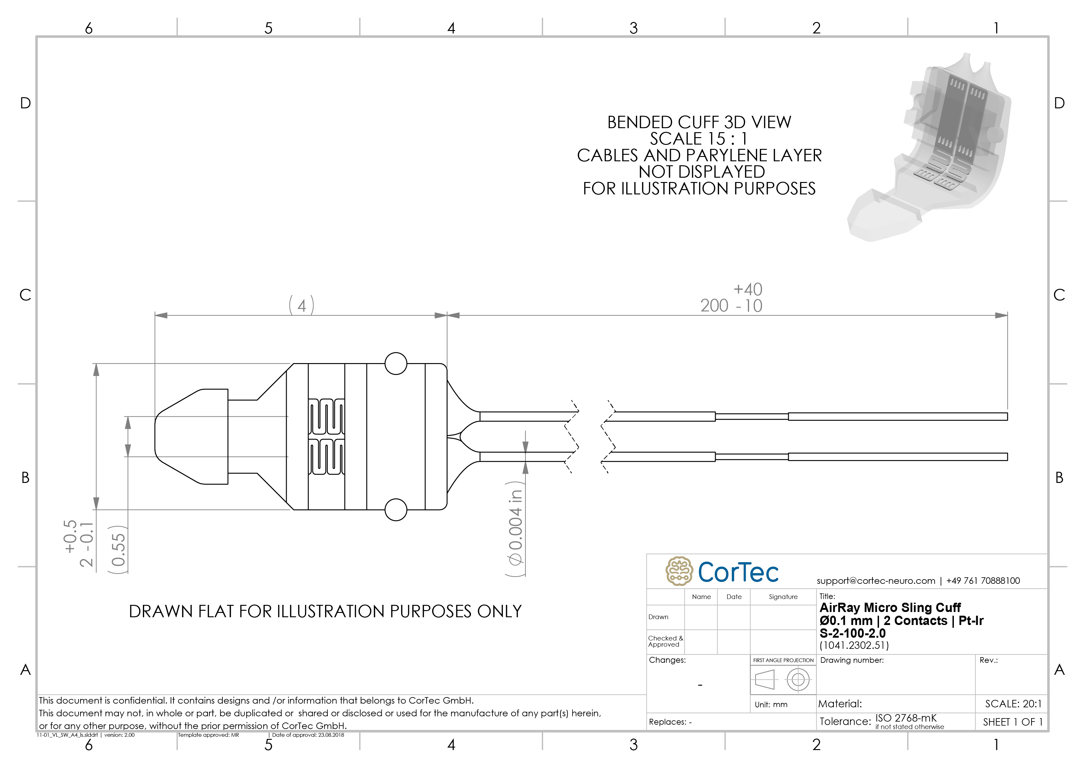 Electrode, AirRay Micro Sling Cuff, 0.1 mm ID, 2 contacts, 2.0 mm long ...