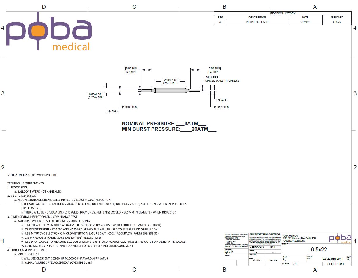 Balloon, Nylon 12, 6.5 x 22mm, Quantity 5/bag