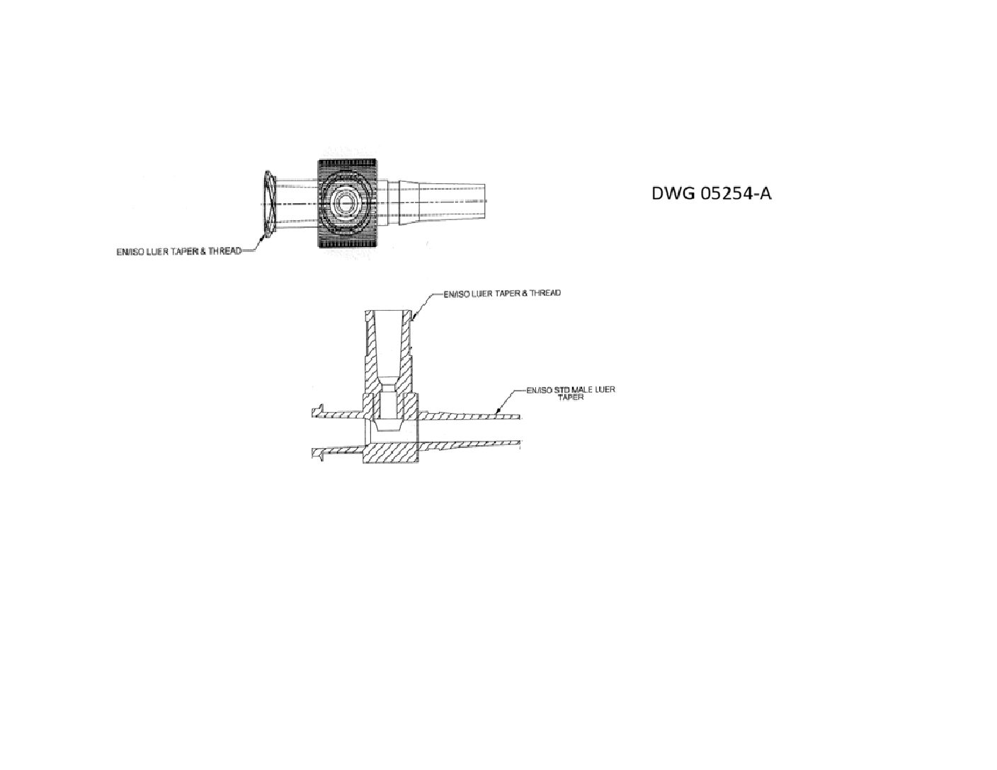 T Connector, PVC, Luer Taper & Thread, Dual Female Ports, 0.120" ID
